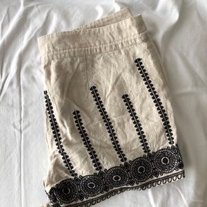 LOFT | Shorts | Loft Linen Shorts Tanblack Embroidery | Poshmark